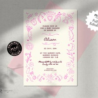 Hand Drawn Baby Shower Invitation Template, Whimsical Baby, Handwritten ...
