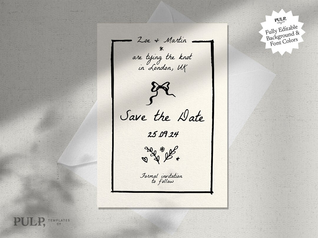 SAVE THE DATE Template | Colorful, Whimsical, Funky, Hand Drawn ...