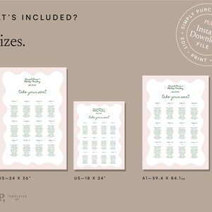 SEATING CHART TEMPLATE Scallop Wavy Edge Wedding Reception Seating ...