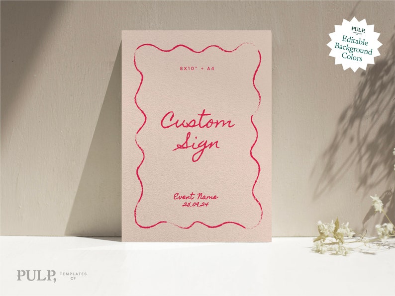 CUSTOM SIGN TEMPLATE | Diy Printable Template | Wedding Sign ...