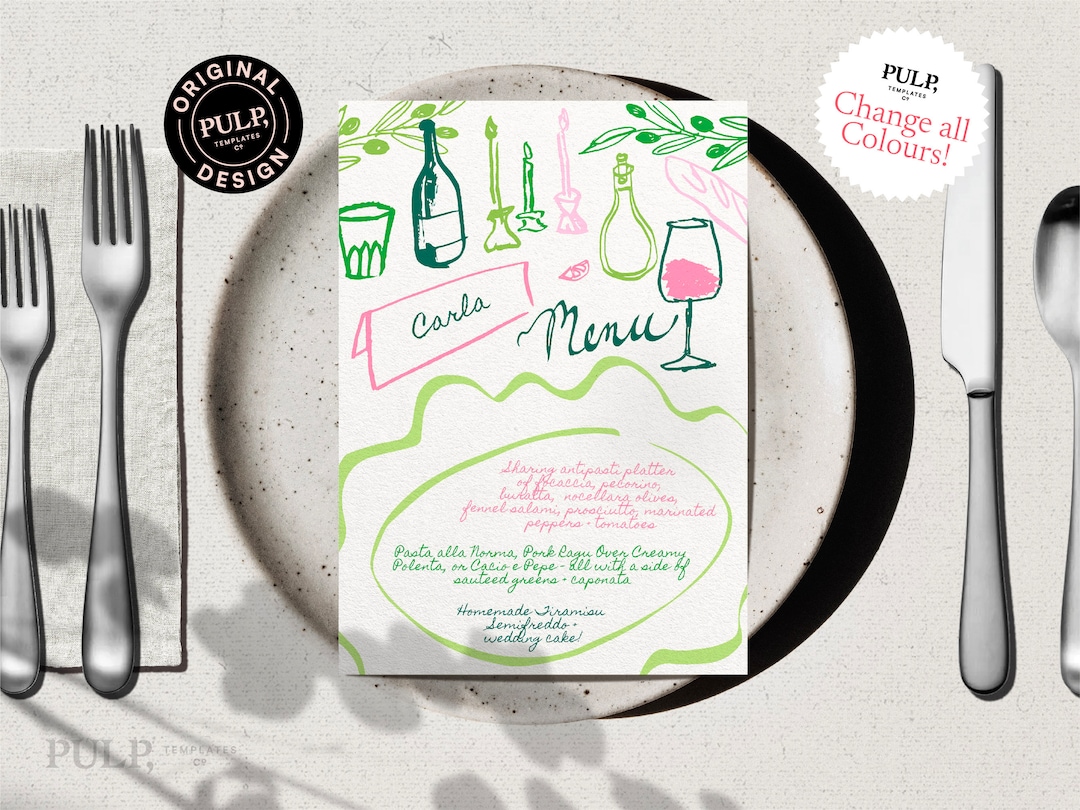 PERSONALIZED MENU Template | Hand Drawn & Handwritten Scribble ...