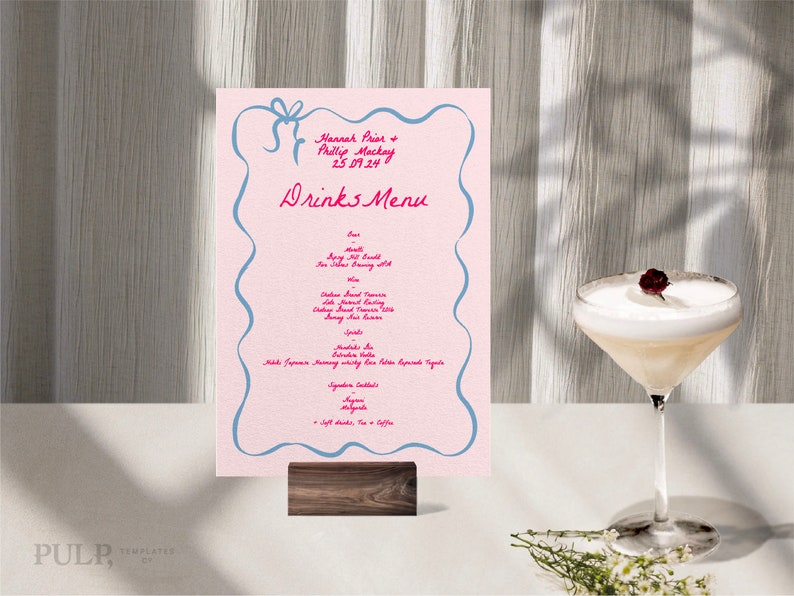 BAR / DRINKS MENU Custom Cocktail Menu Editable Instant - Etsy