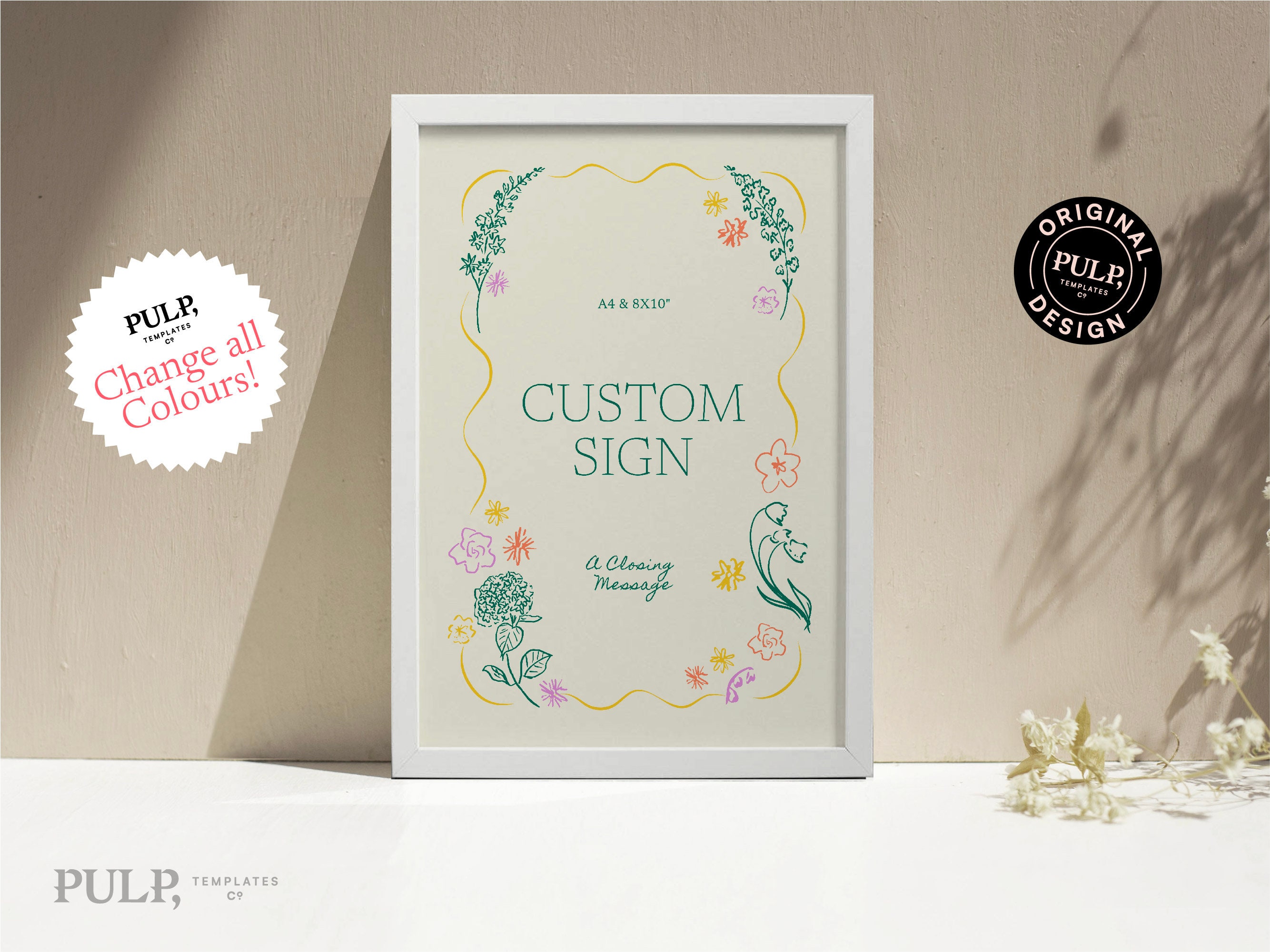 CUSTOM SIGN TEMPLATE | Hand Drawn Illustrations | Handwritten Font ...