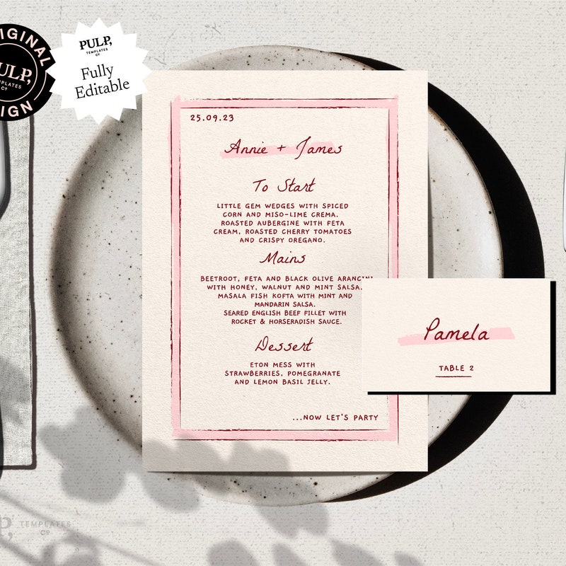 Watercolor Wedding Menu - Etsy