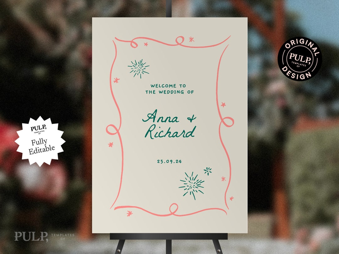 WELCOME SIGN Template | Colorful, Whimsical, Funky, Hand Drawn ...