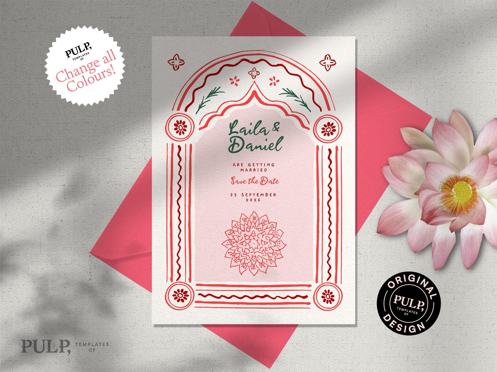 SAVE THE DATE Template | Indian Inspired Hand Drawn Illustrations and ...