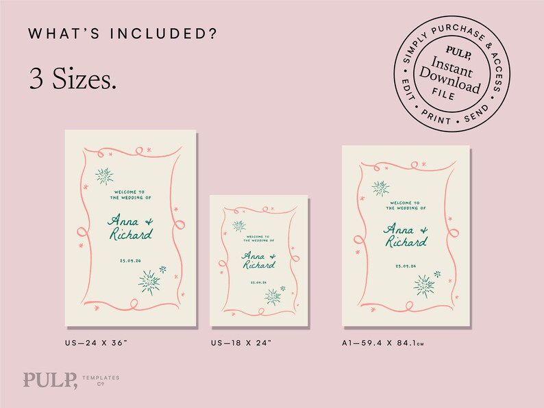 WELCOME SIGN Template Colorful Whimsical Funky Hand - Etsy