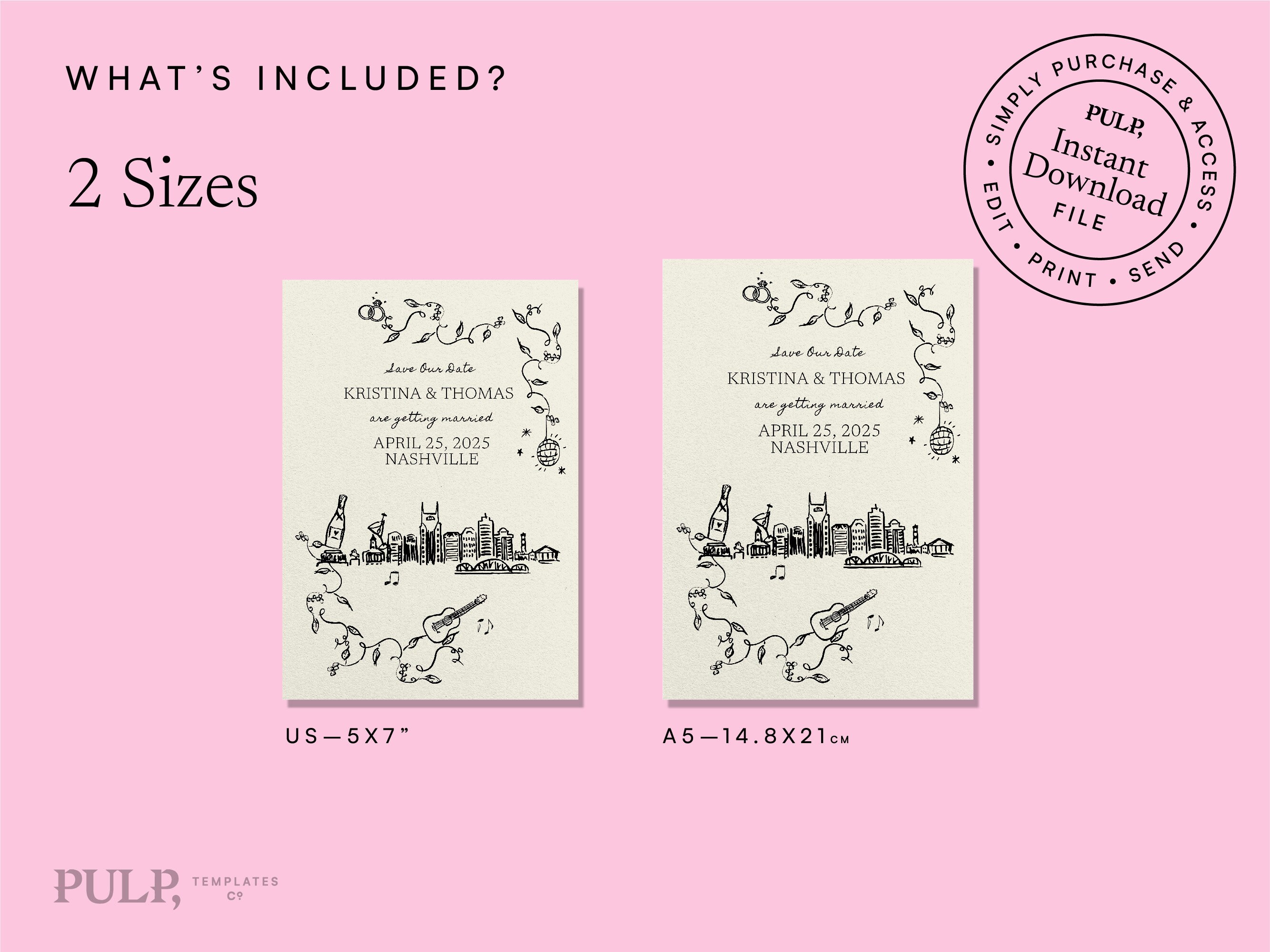 SAVE THE DATE Template | Nashville Skyline Invite | Bachelorette, Hen ...