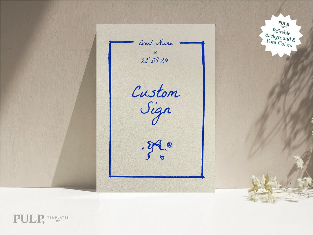 CUSTOM SIGN TEMPLATE | Quirky Hand Drawn Illustrations | Handwritten ...