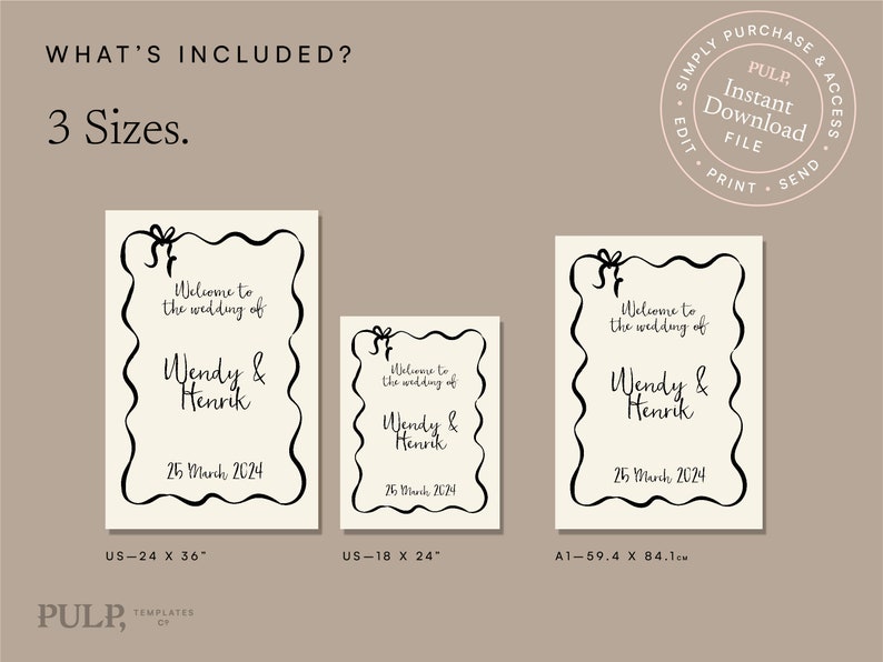 WELCOME SIGN TEMPLATE Retro Wavy Edge Scallop Ribbon - Etsy