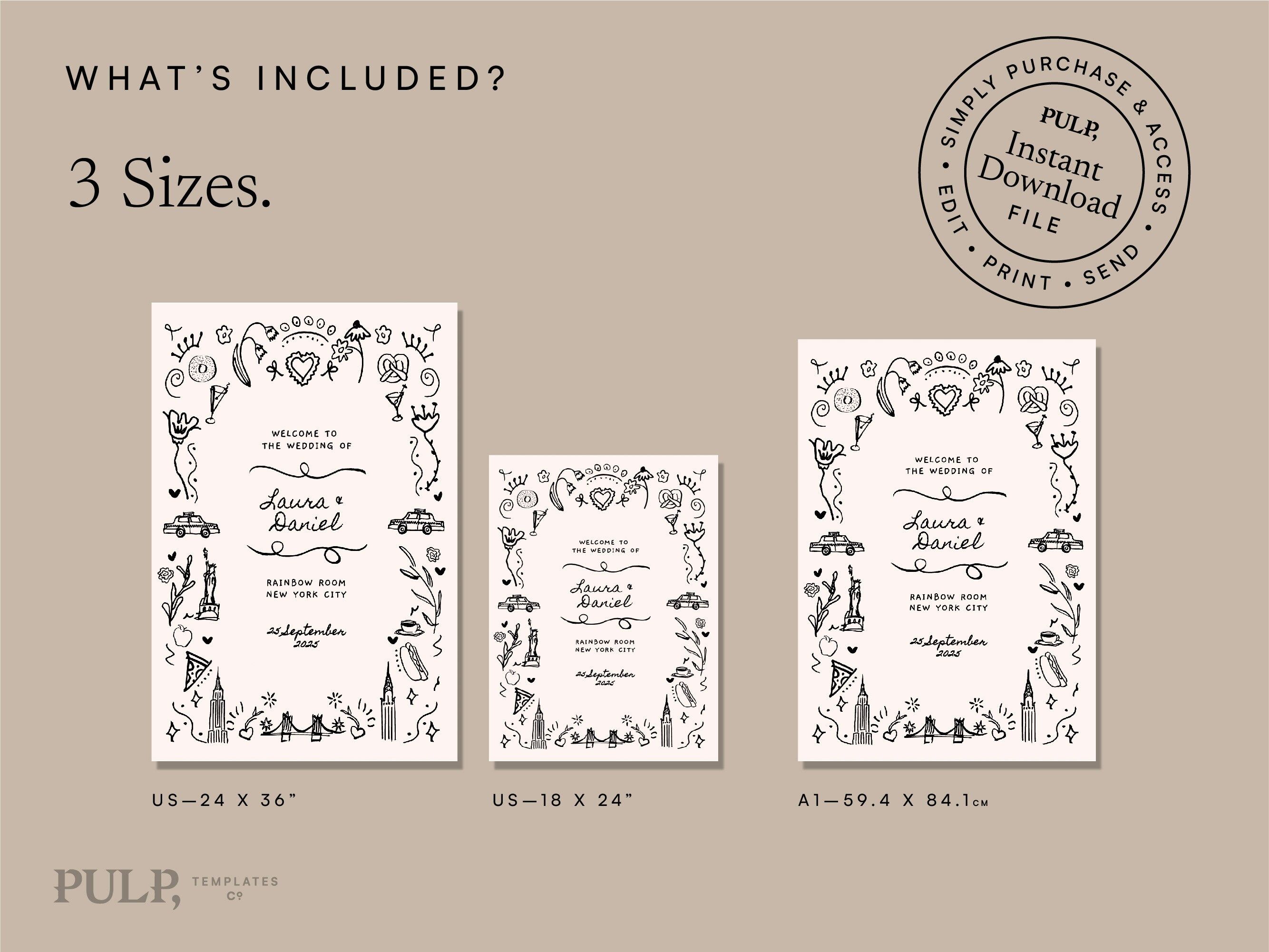 NYC WELCOME SIGN Template | Wedding, Bachelorette, Birthday Party Sign ...