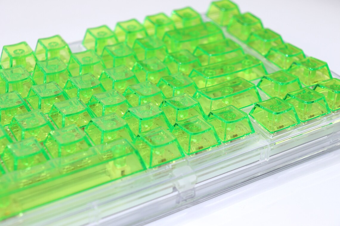 Neon Green Clear Keycap Set: Cherry Profile, PC Material - Etsy