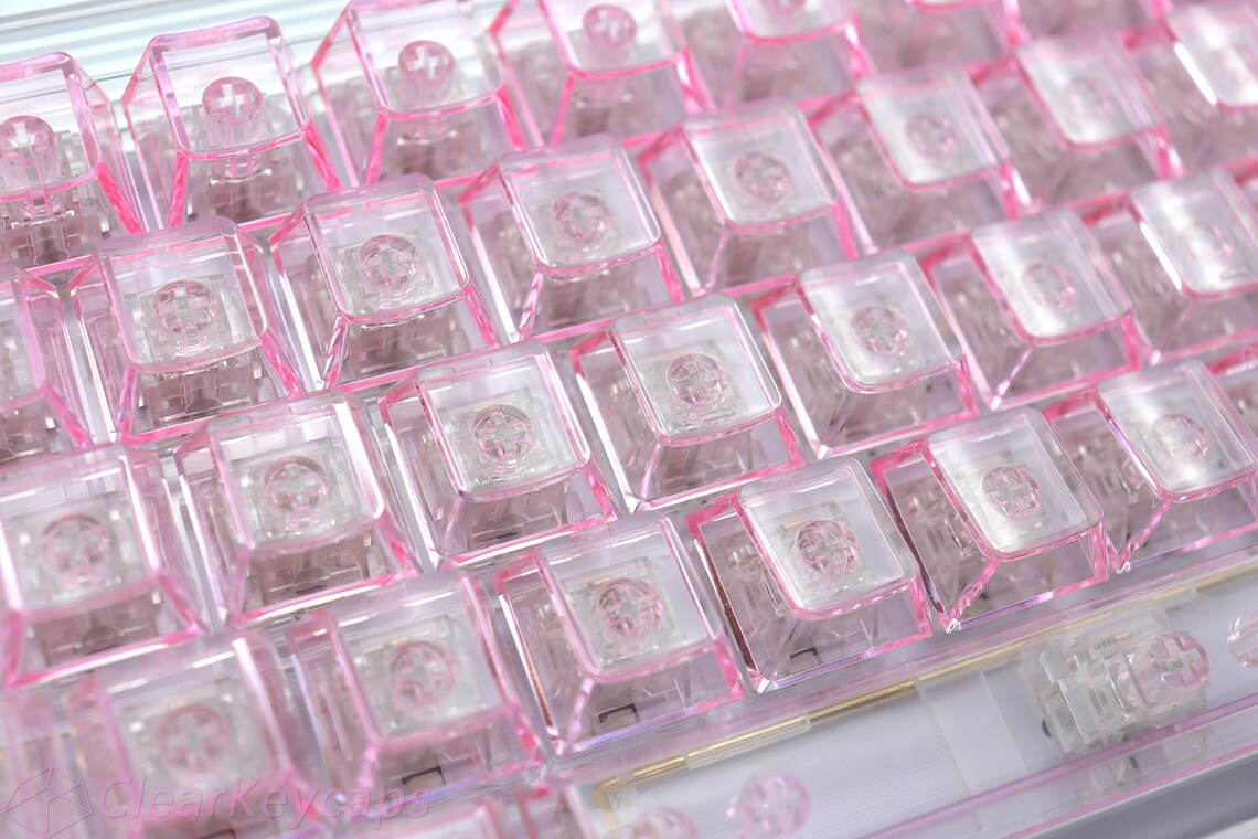Pink Clear Keycaps Transparent Keycaps Blank Keycap Set - Etsy