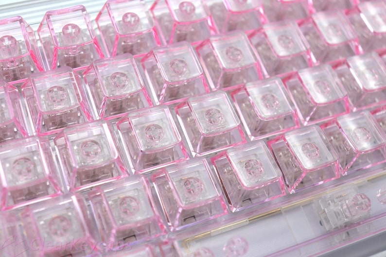 Pink Clear Keycaps Transparent Keycaps Blank Keycap Set - Etsy