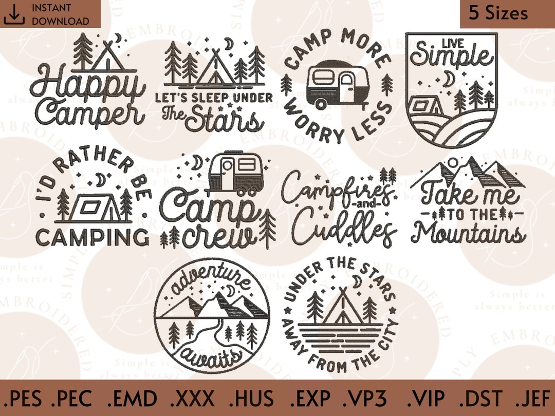 10 Camping Embroidery Designs Adventure Embroidery Pattern - Etsy Singapore