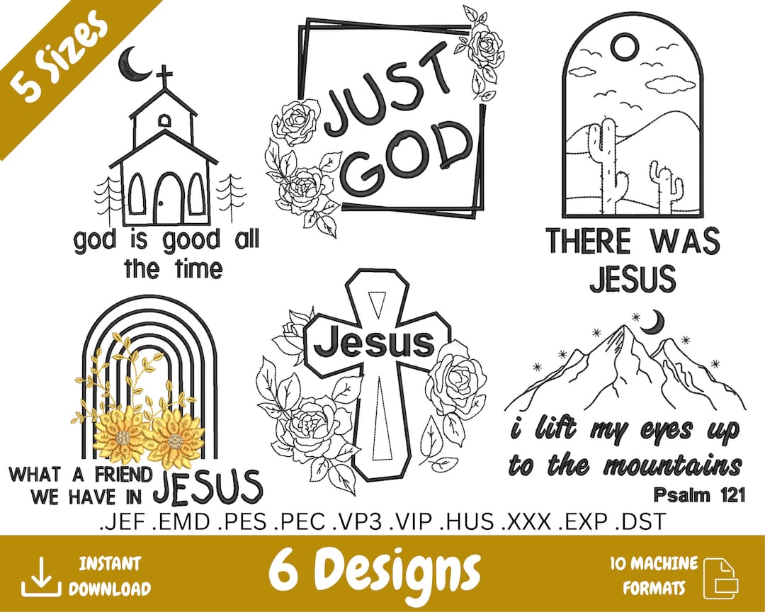 6 Inspirational God-themed Embroidery Designs 5 Sizes Instant Download ...
