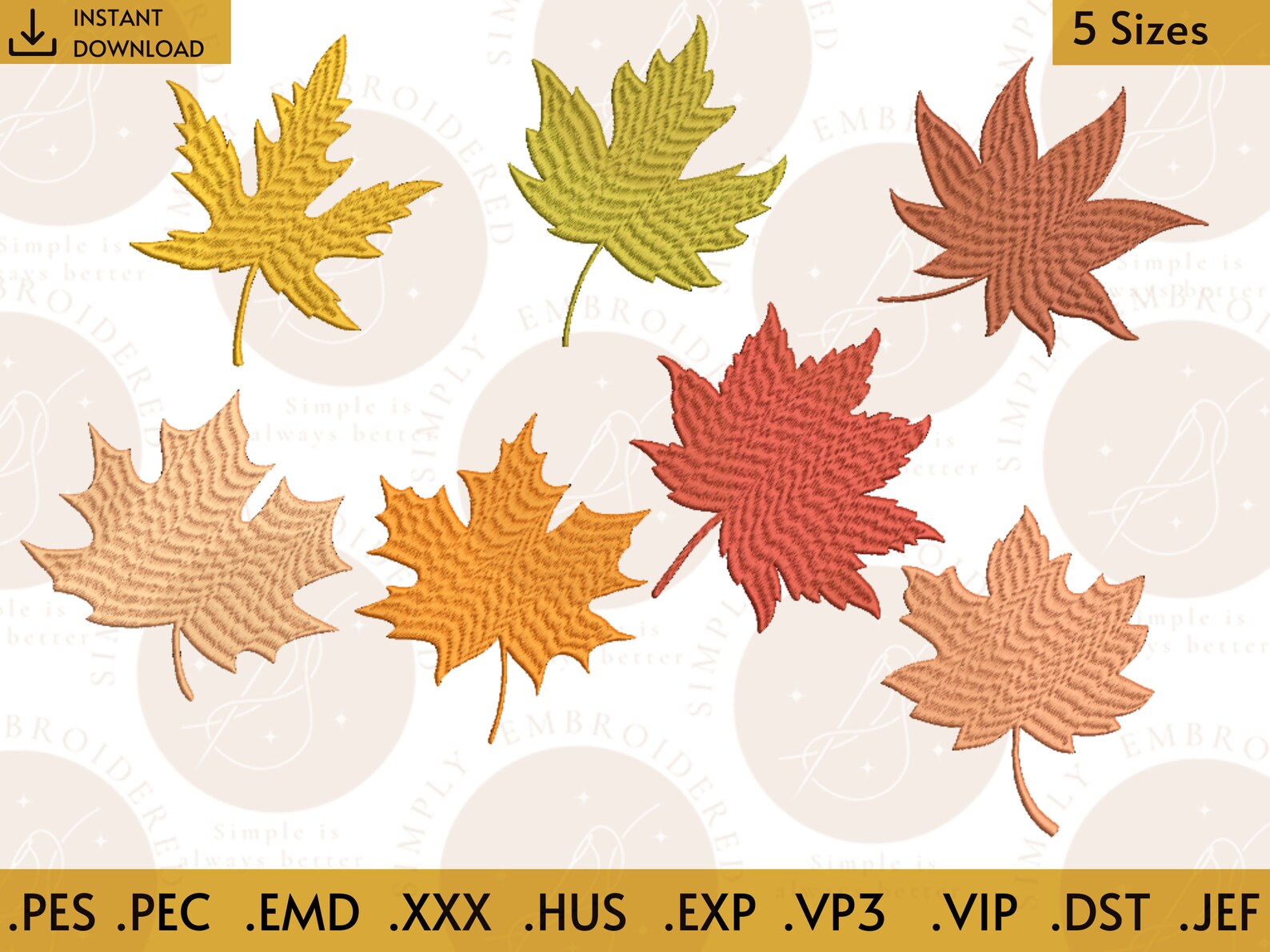 Maple Leaves Embroidery Design Bundle Fall Machine Embroidery - Etsy