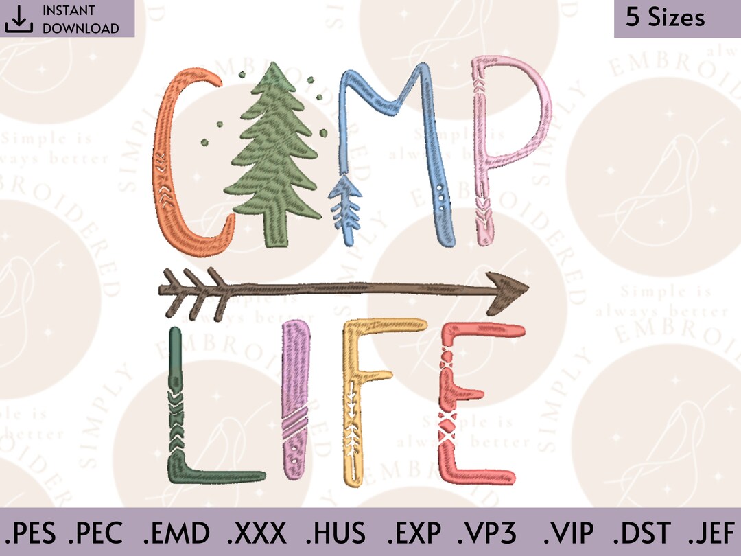 Camp Life Embroidery Design, Machine Embroidery Camping Design 10 ...