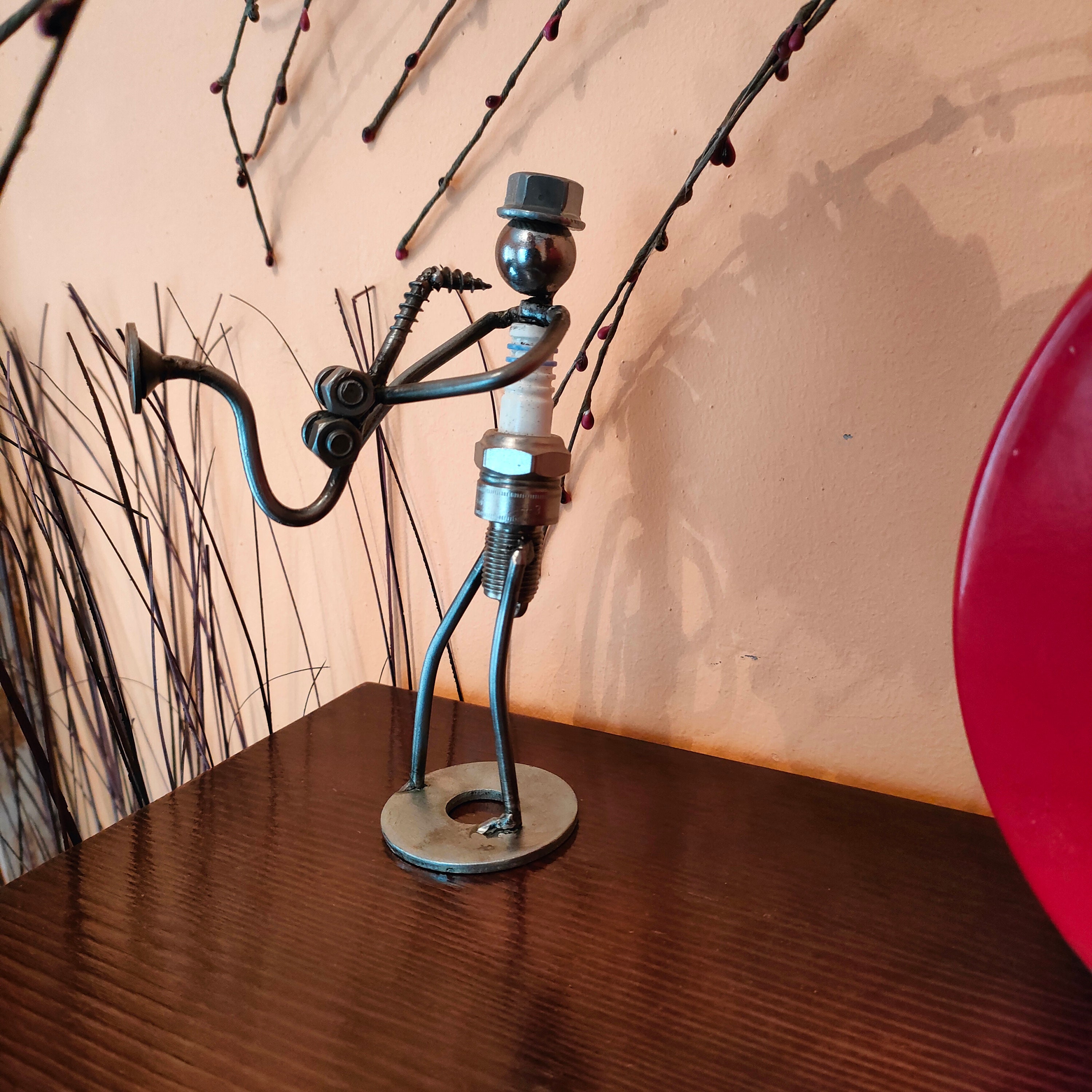 Saxophone Player Metal Sculpture Shelf Decor Welded Metal Music Art ...