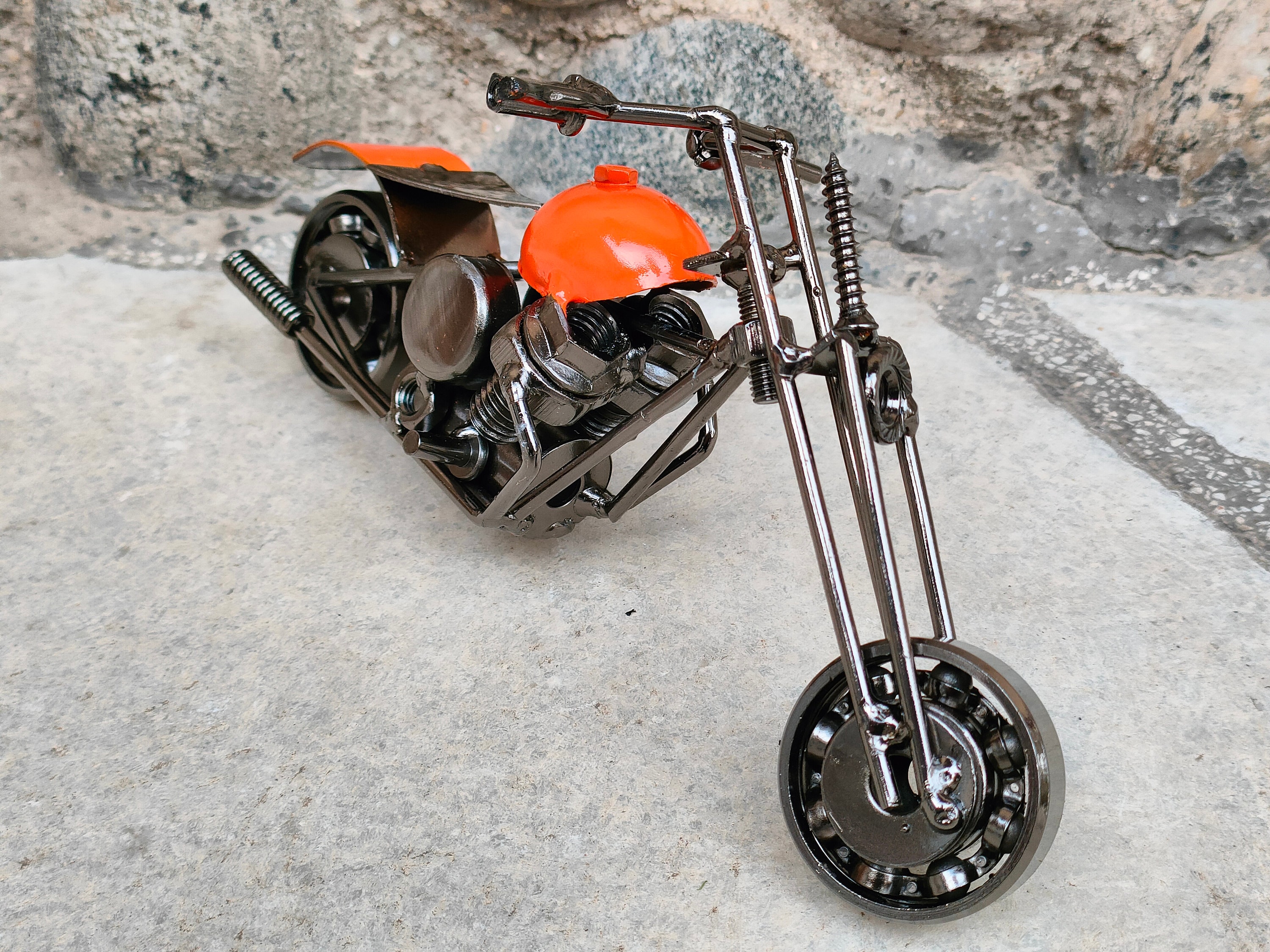 Motorcycle Metal Art Sculpture, Harley Davidson Inspired Welded Metal ...