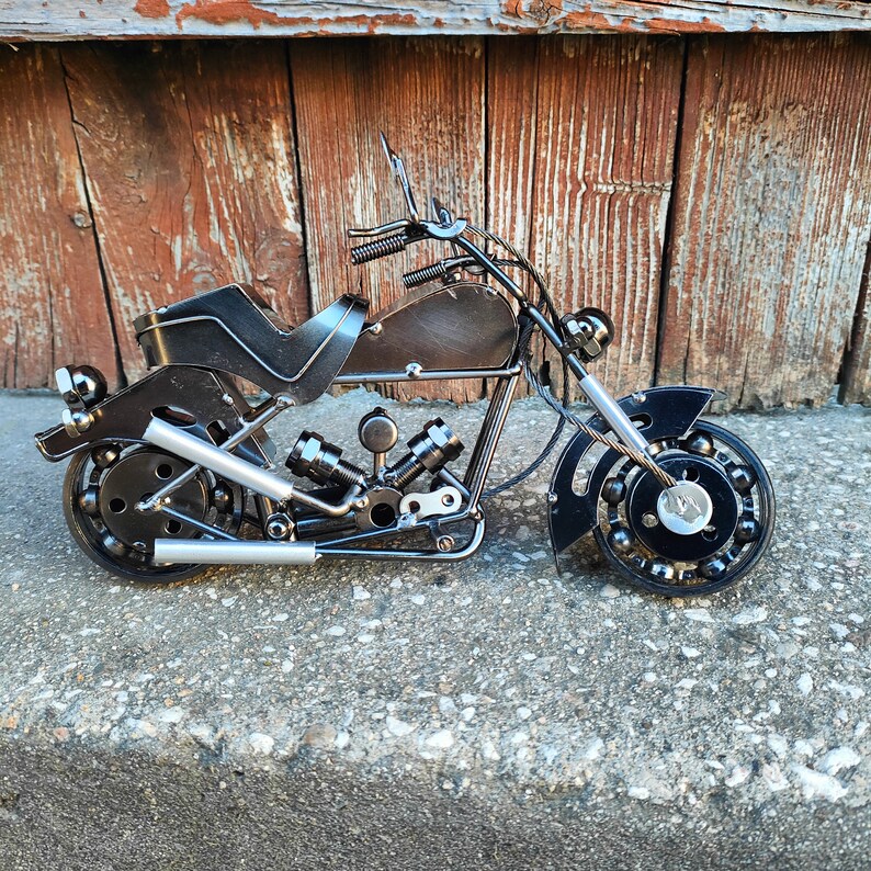 Motorbike Nuts Bolts Sculpture, Motorcycle Steampunk Figurine, Upcycled ...