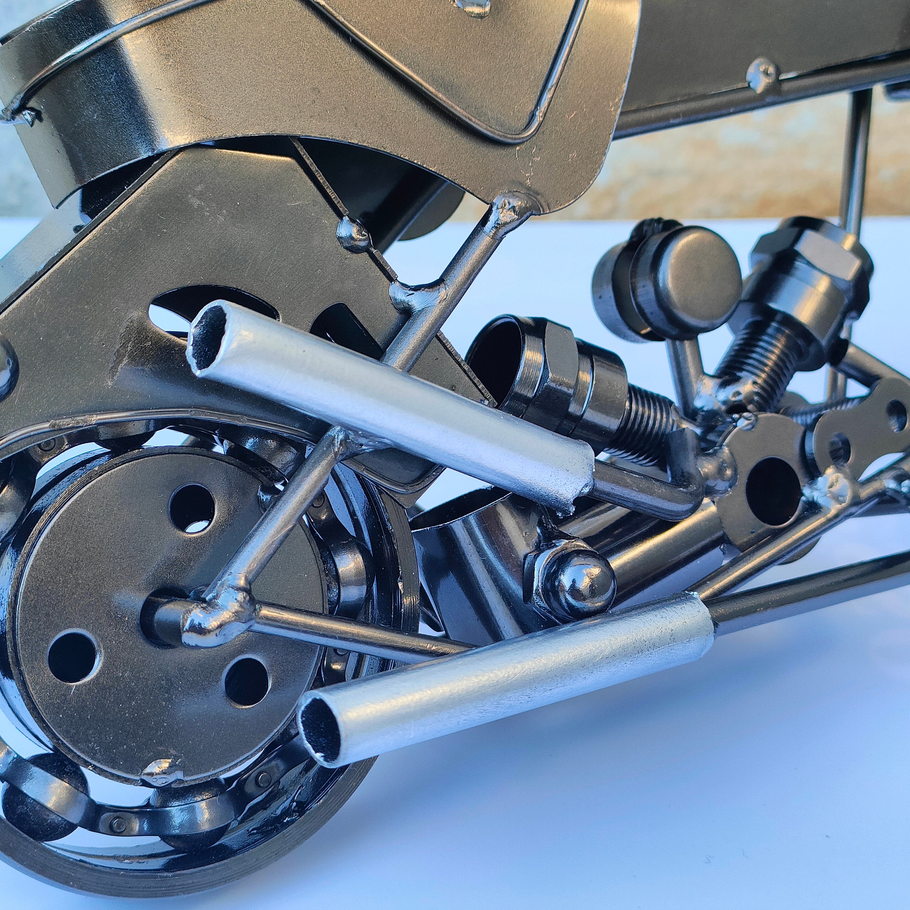 Motorbike Nuts Bolts Sculpture, Motorcycle Steampunk Figurine, Upcycled ...