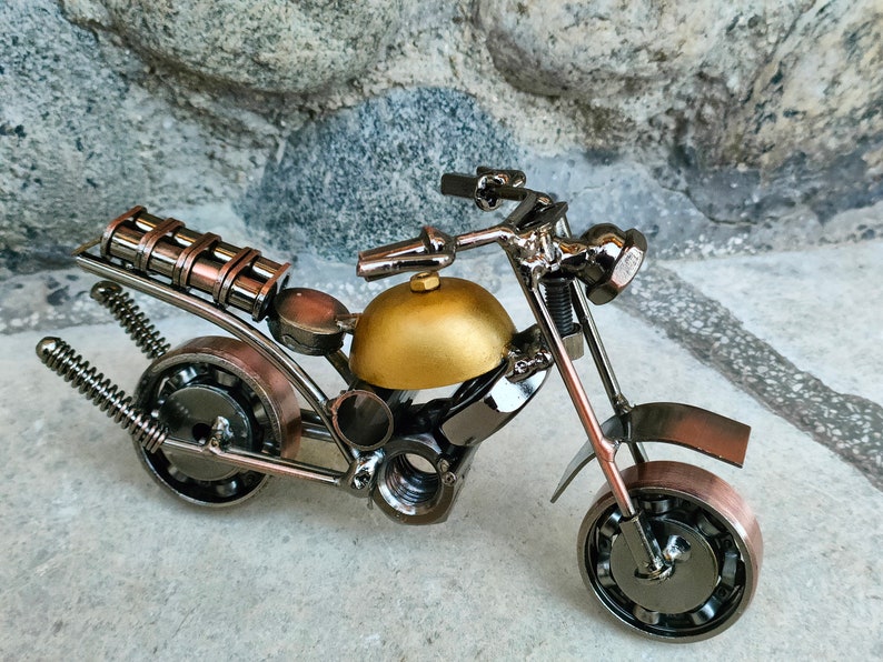 Motorcycle Scrap Metal Art, Dirt Bike Metal Sculpture, Gift for Him ...