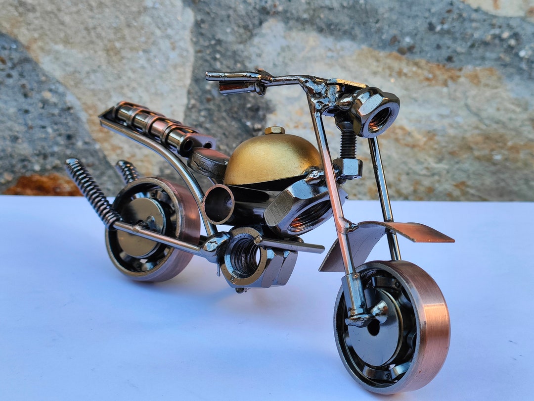Motorcycle Scrap Metal Art, Dirt Bike Metal Sculpture, Gift for Him ...