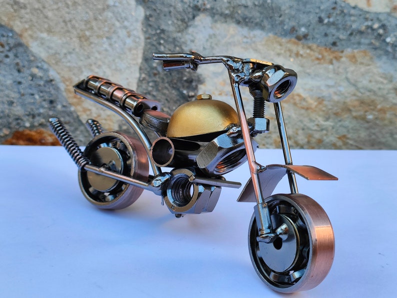 Motorcycle Scrap Metal Art, Dirt Bike Metal Sculpture, Gift for Him ...