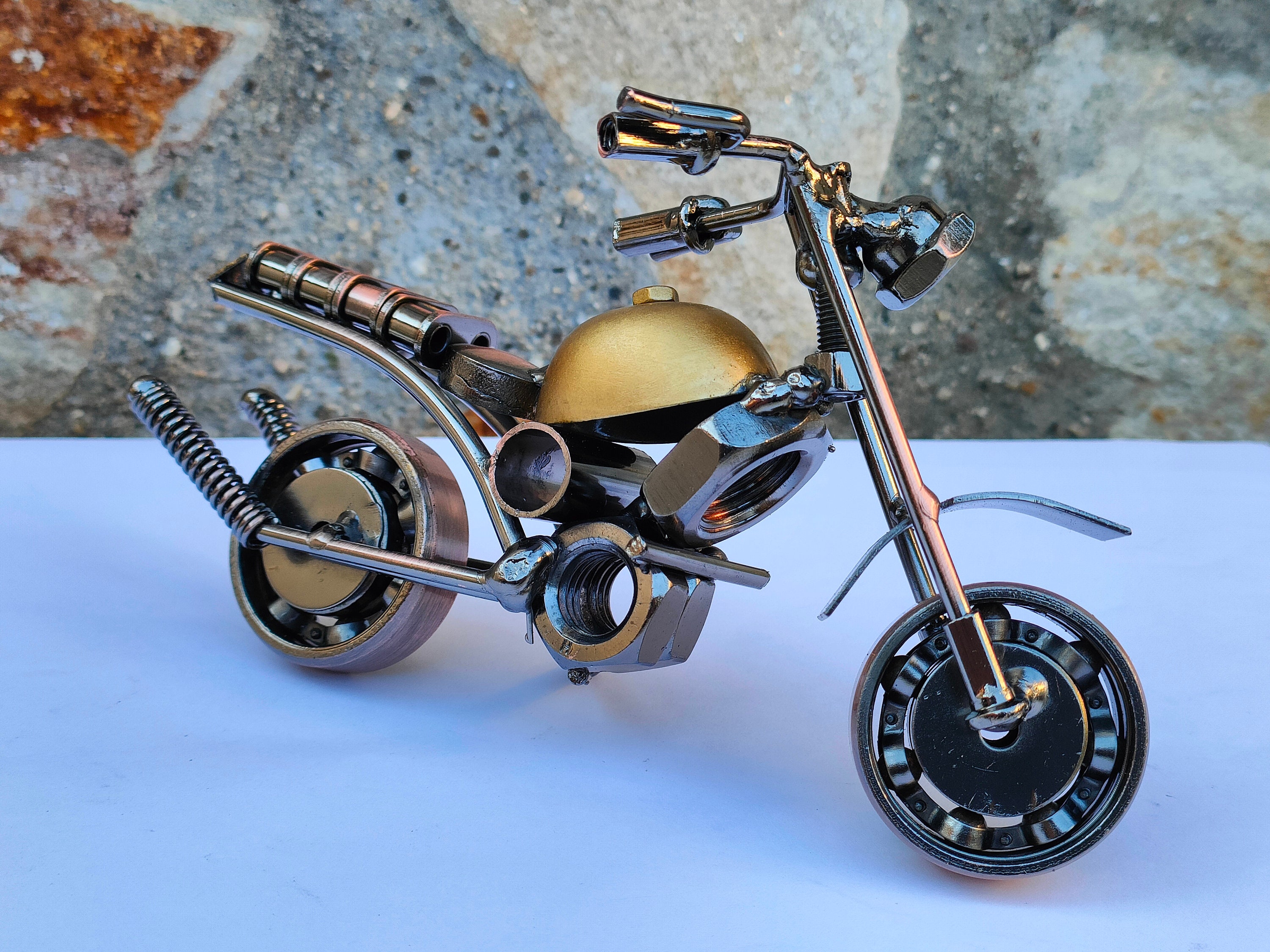 Motorcycle Scrap Metal Art, Dirt Bike Metal Sculpture, Gift for Him ...