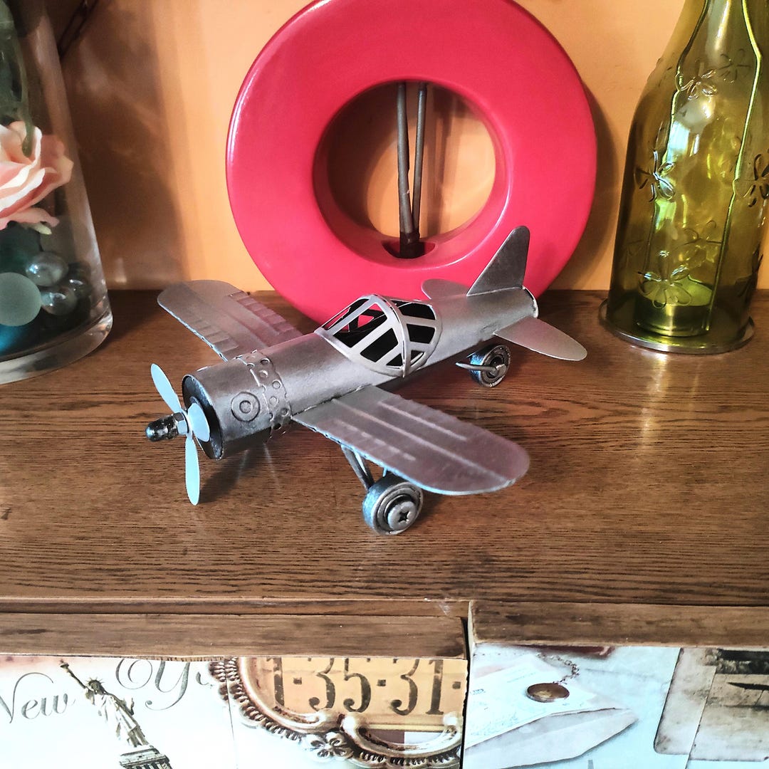 Vintage Airplain Model- Aircraft Pilot Gift, Scrap Metal Art- Aviation ...