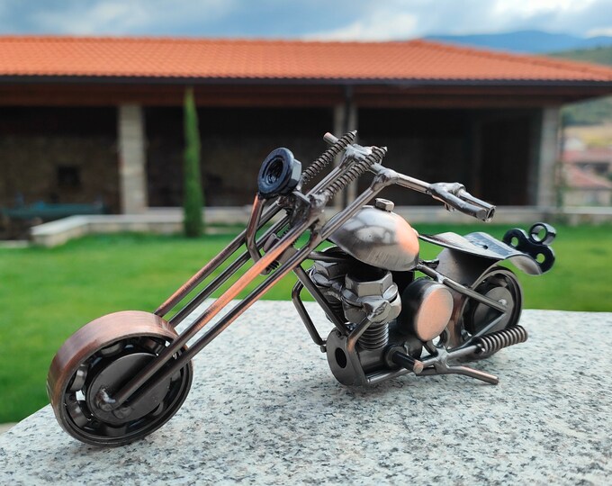 Motorbike Nuts Bolts Sculpture, Motorcycle Steampunk Figurine, Upcycled ...