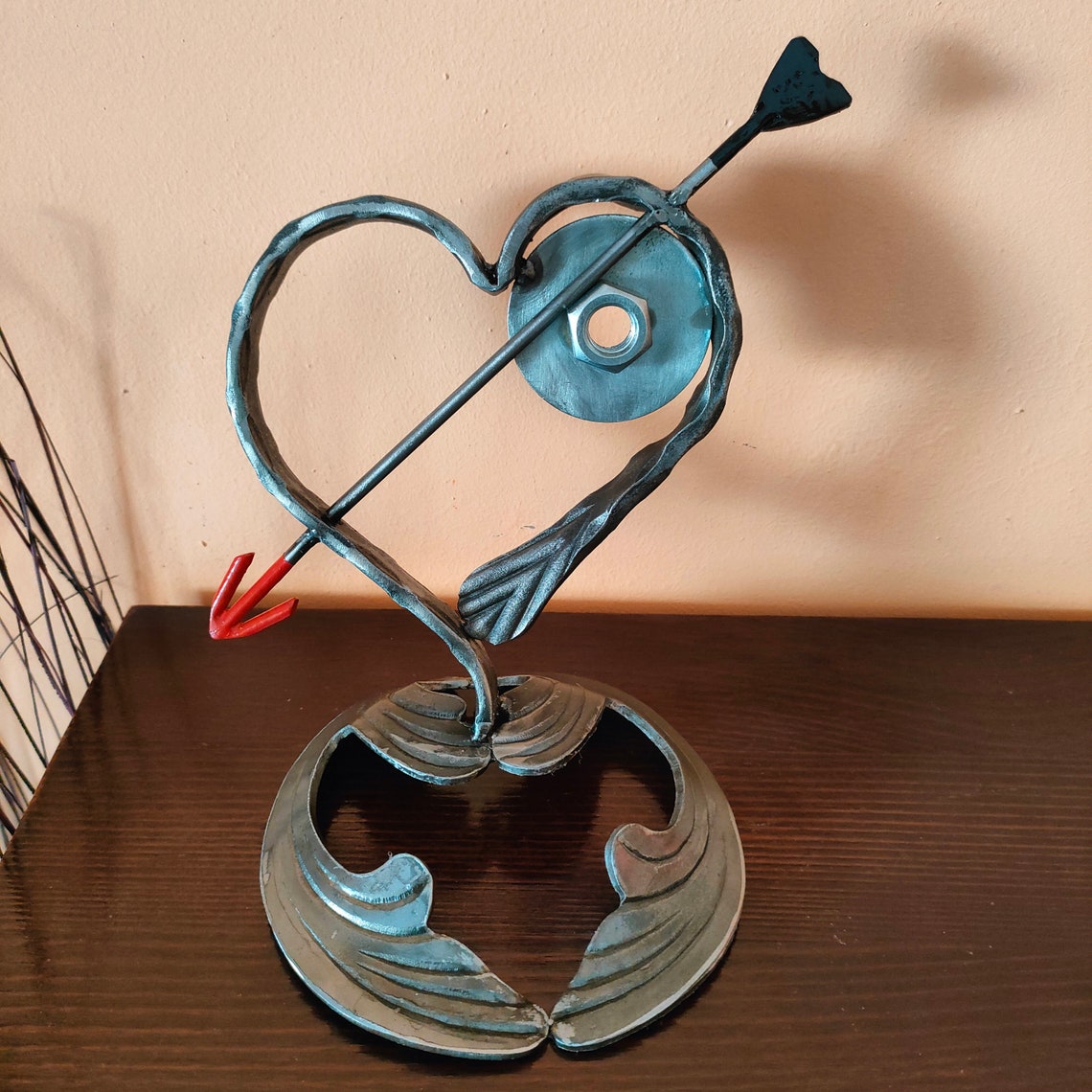 Iron Heart With Arrow Metal Sculpture Wrought Iron Cute Gift for ...