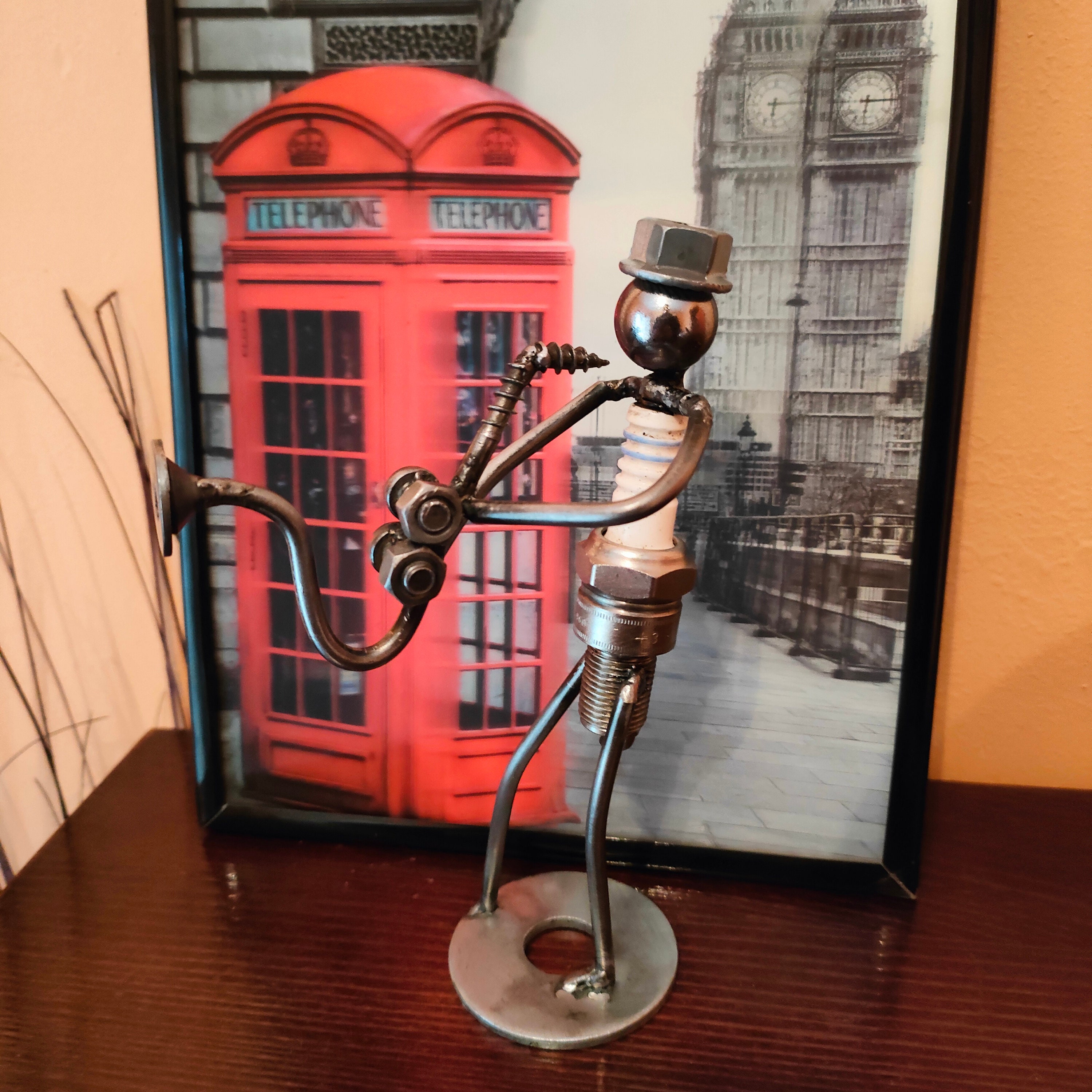 Saxophone Player Metal Sculpture Shelf Decor Welded Metal Music Art ...