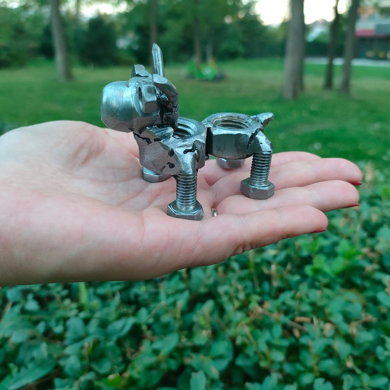 Scrap Metal Dog Art, Welded Metal Art Dog Figurine, Pitbull Ornament ...