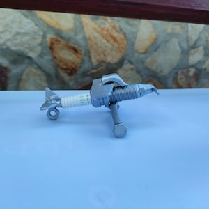 Spark Plug Jet Airplane Welded Art- Scrap Metal Art Pilot Gift- Nut and ...