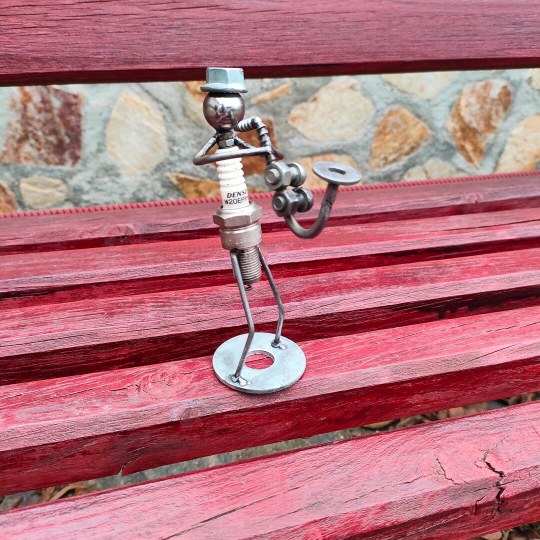 Saxophone Player Metal Sculpture Shelf Decor- Welded Metal Music Art ...