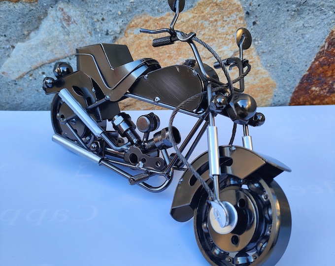 Motorbike Nuts Bolts Sculpture, Motorcycle Steampunk Figurine, Upcycled ...