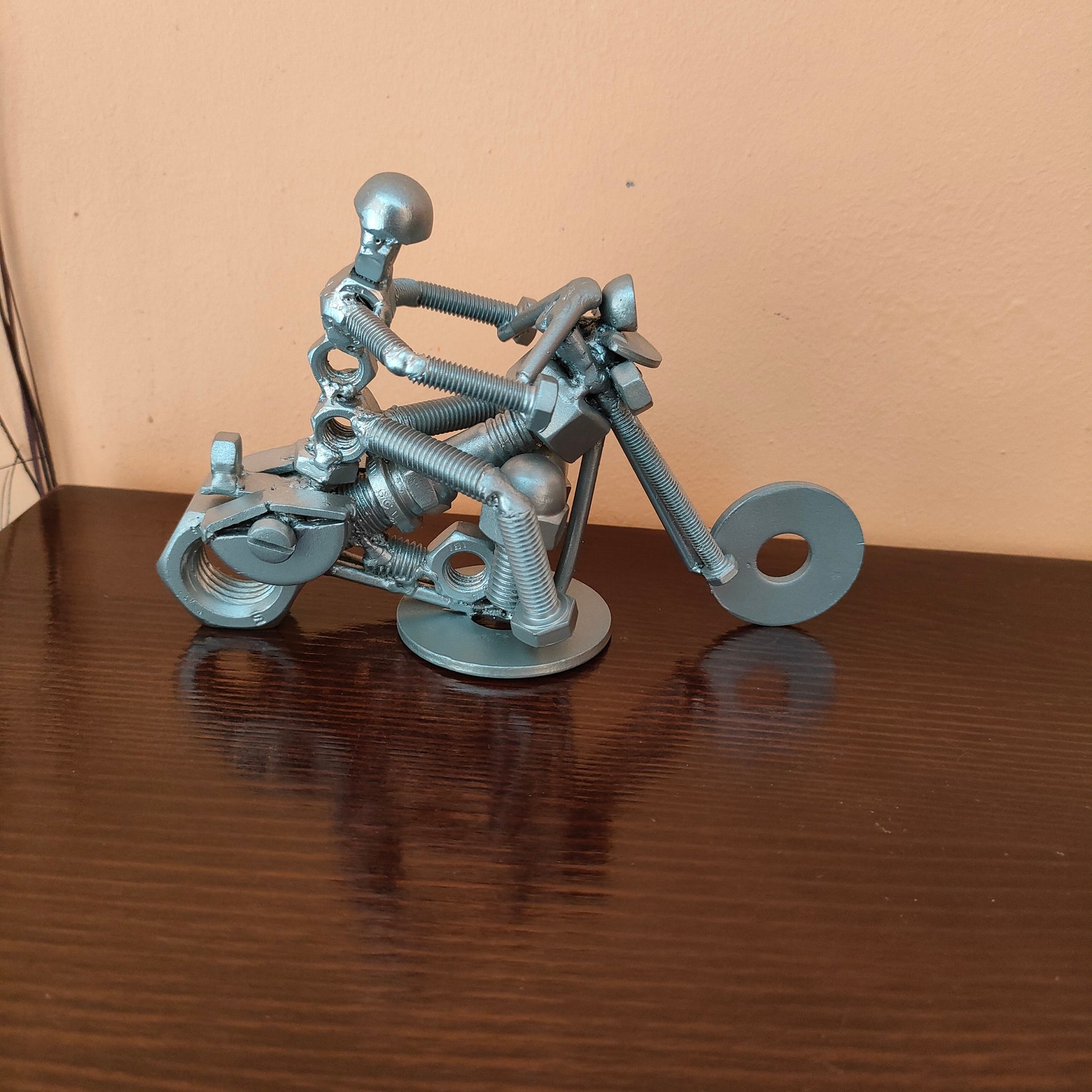 Scrap Metal Motorcycle Rider Metal Sculpture-bolts and Nuts Motorcycle ...