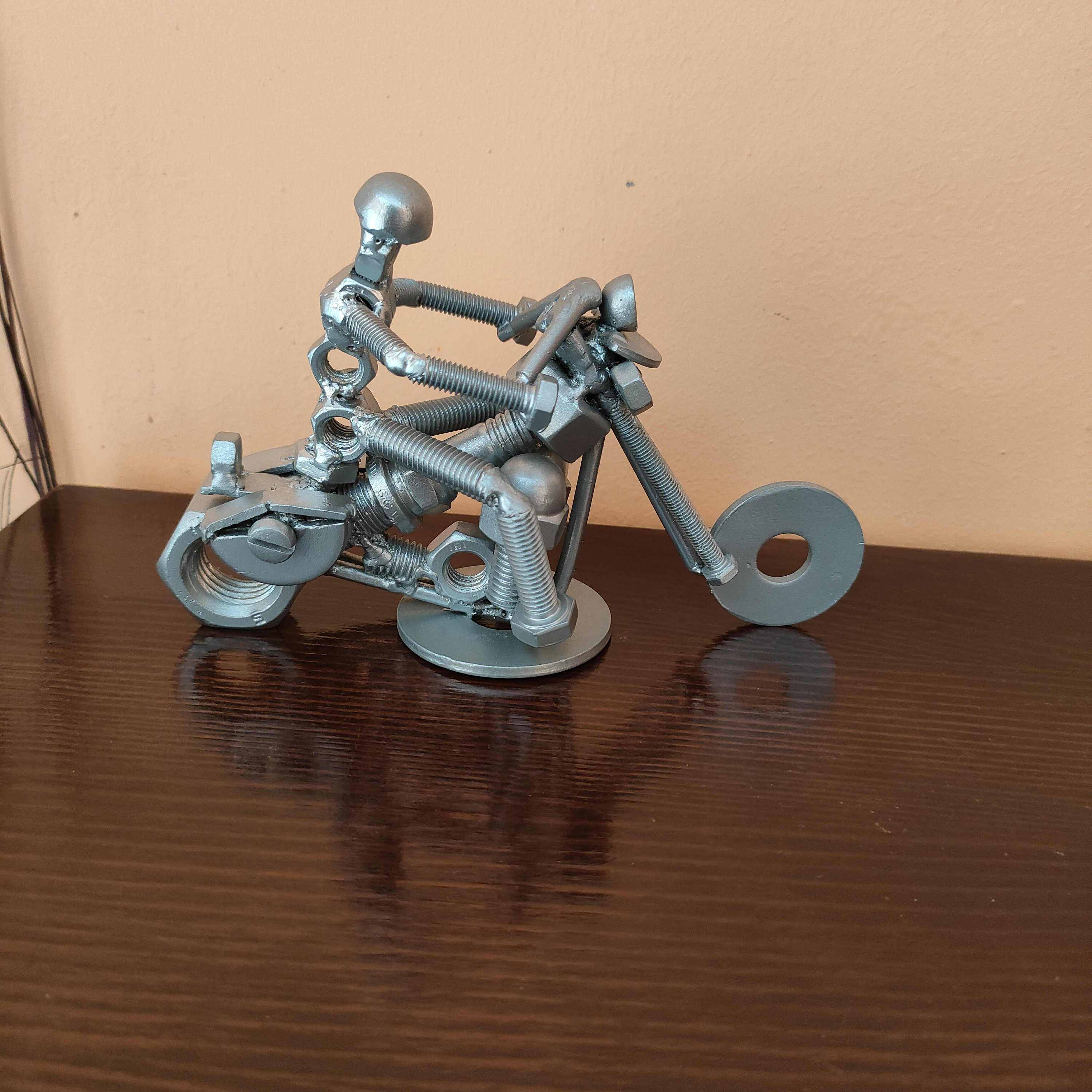 Scrap Metal Motorcycle Rider Metal Sculpture-bolts and Nuts Motorcycle ...
