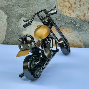Chopper Motorcycle Scrap Metal Art Motorbike Sculpture Motorcyclist ...