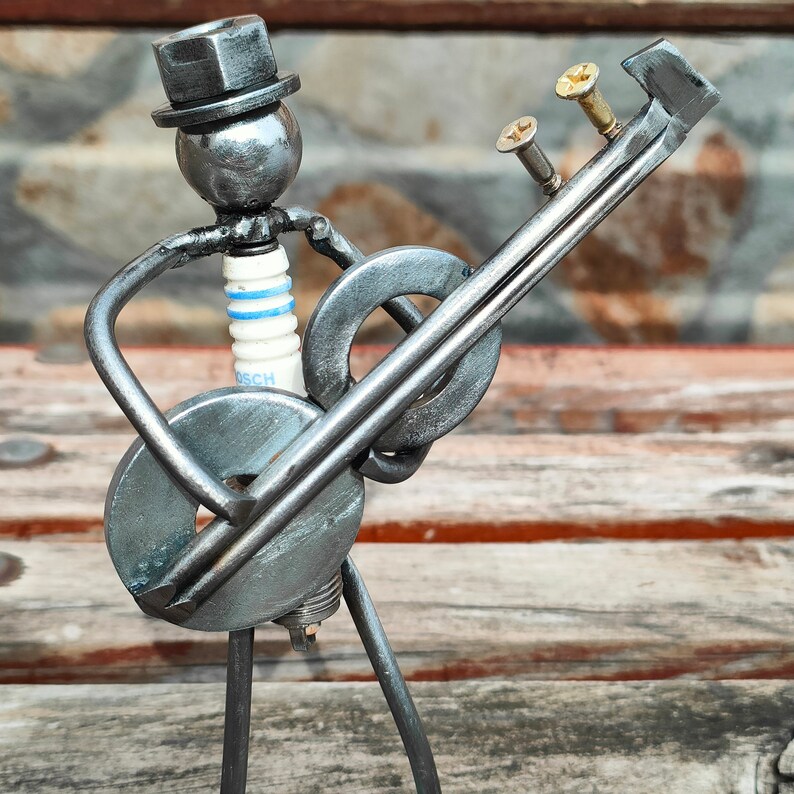 Guitarist Metal Sculpture Shelf Decor Welded Metal Art Music Teacher ...