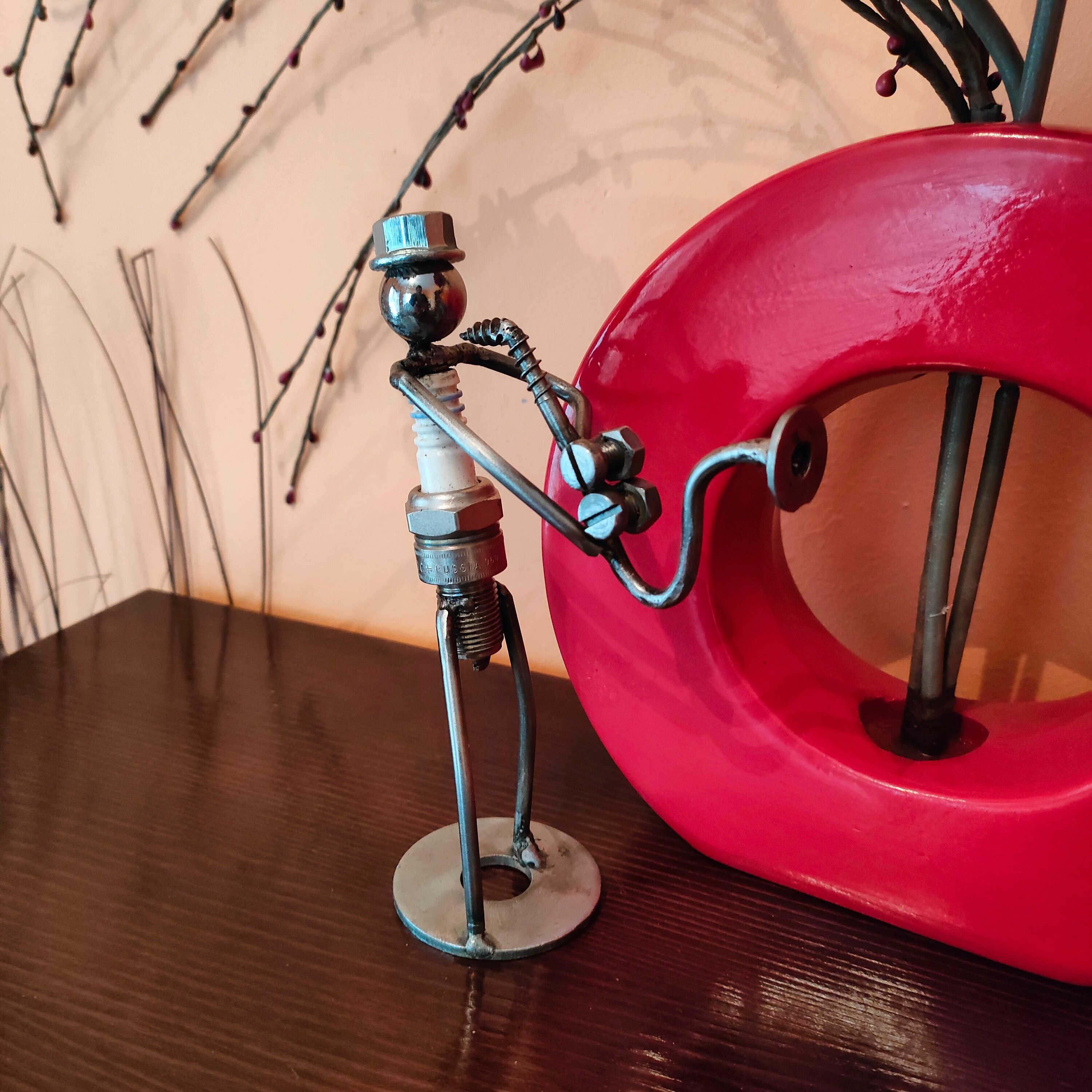 Saxophone Player Metal Sculpture Shelf Decor Welded Metal Music Art ...