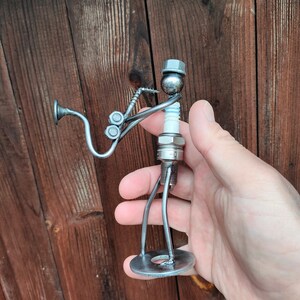 Saxophone Player Metal Sculpture Shelf Decor- Welded Metal Music Art ...