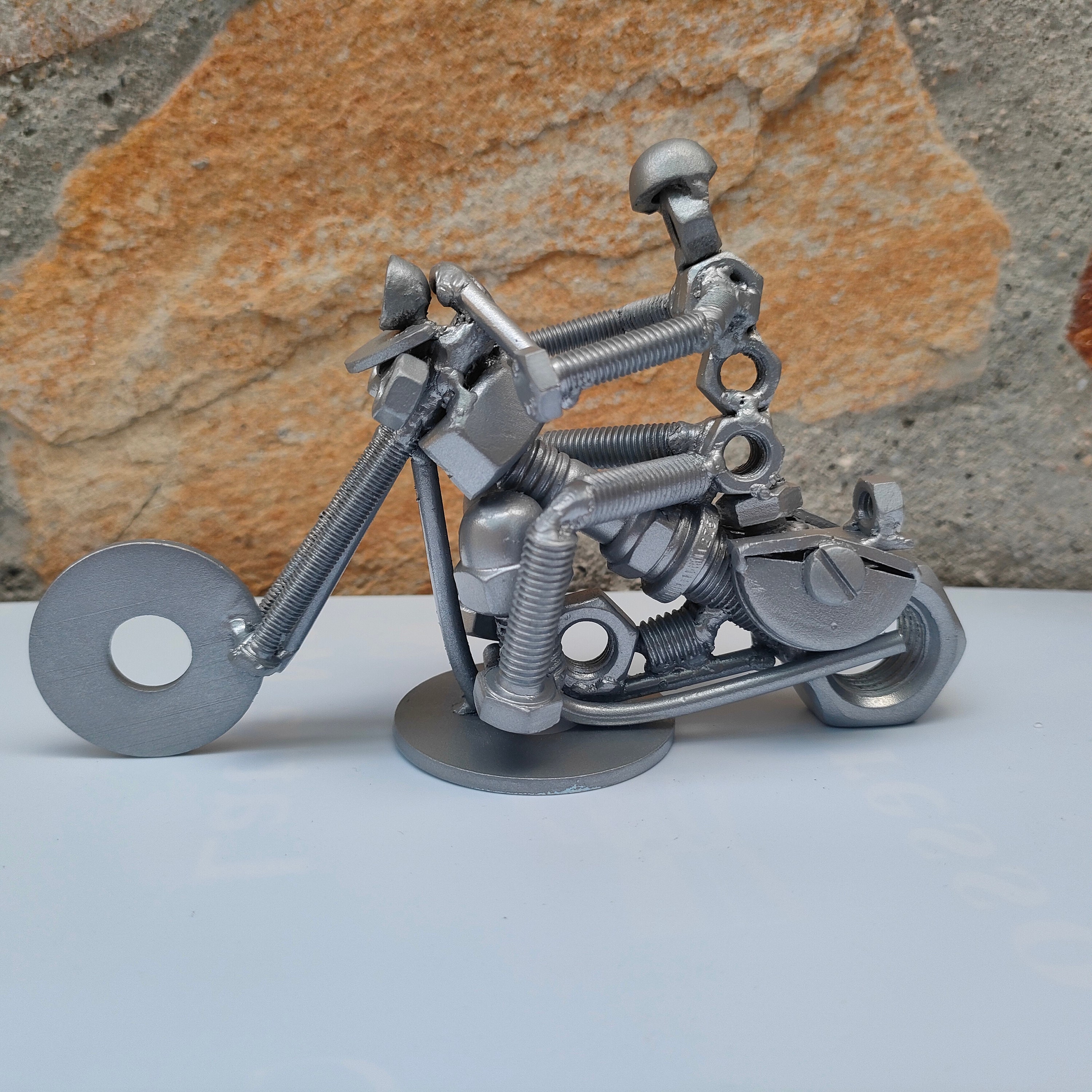 Scrap Metal Motorcycle Rider Metal Sculpture-bolts and Nuts Motorcycle ...