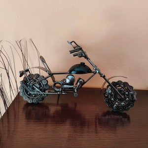 Metal Motorcycle Figurine, Motorbike Nuts Bolts Sculpture, Upcycled ...