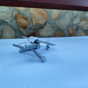 Spark Plug Jet Airplane Welded Art- Scrap Metal Art Pilot Gift- Nut and ...