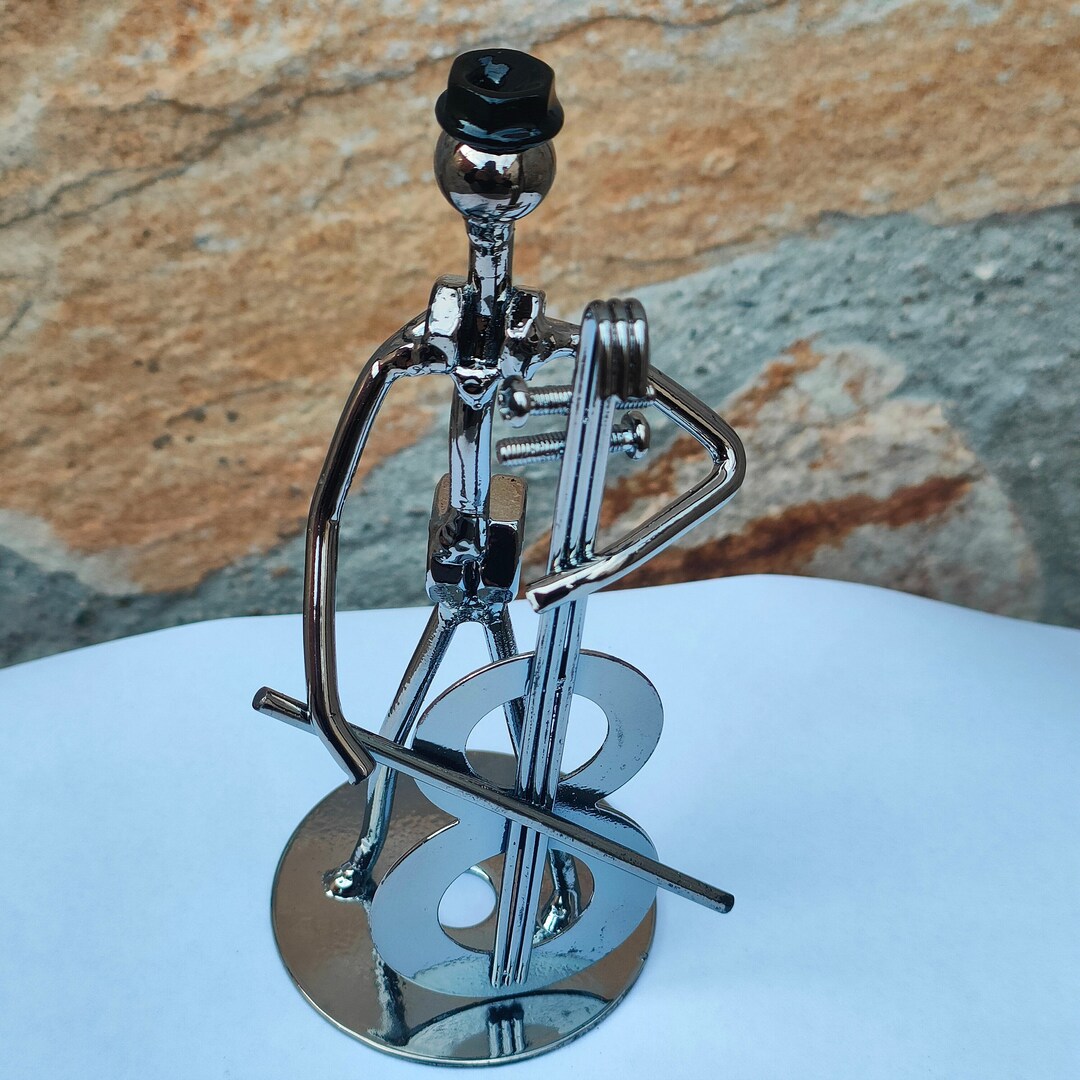 Cello Player Welded Metal Art Sculpture, Gifts for Musicians Sculpture ...