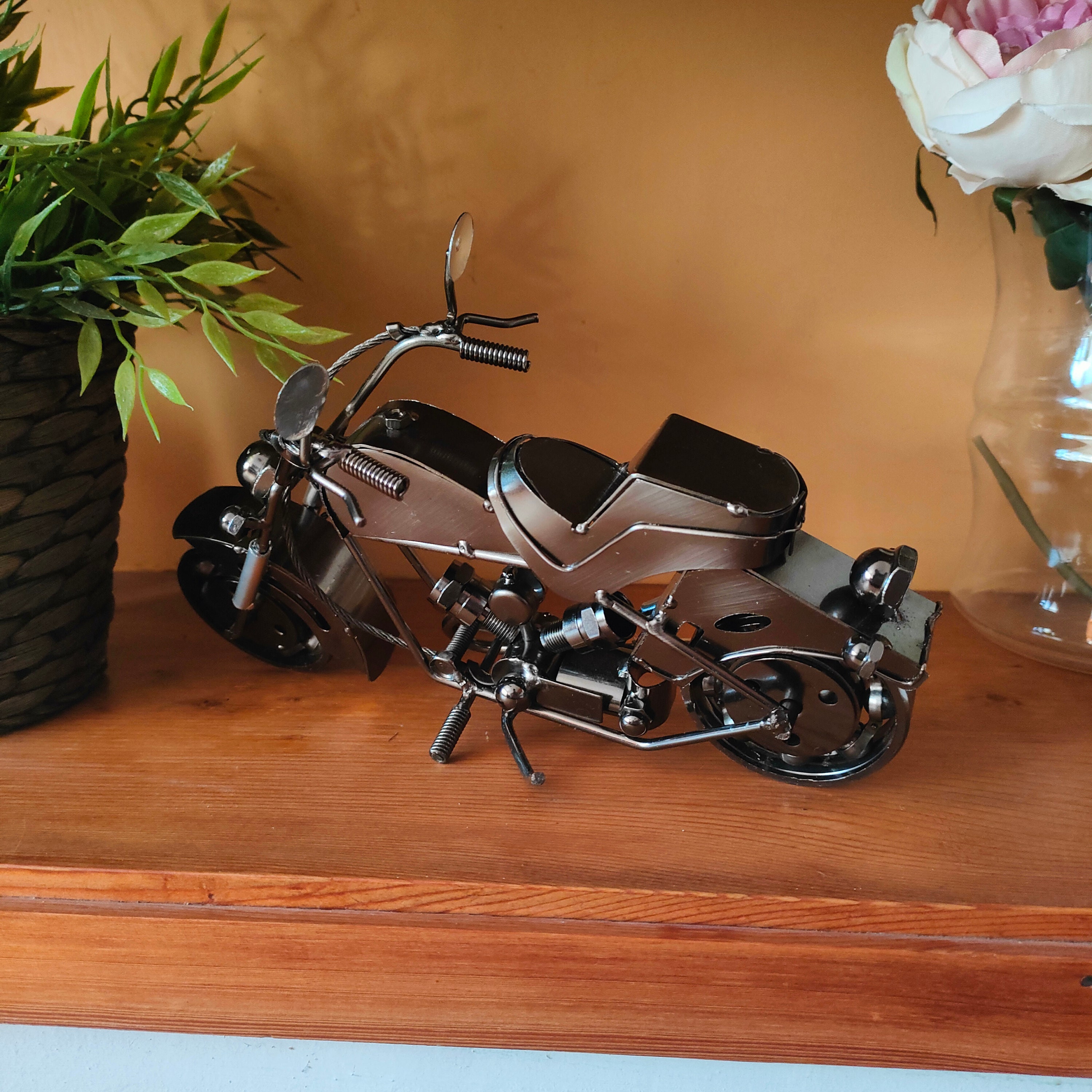 Motorbike Nuts Bolts Sculpture, Motorcycle Steampunk Figurine, Upcycled ...