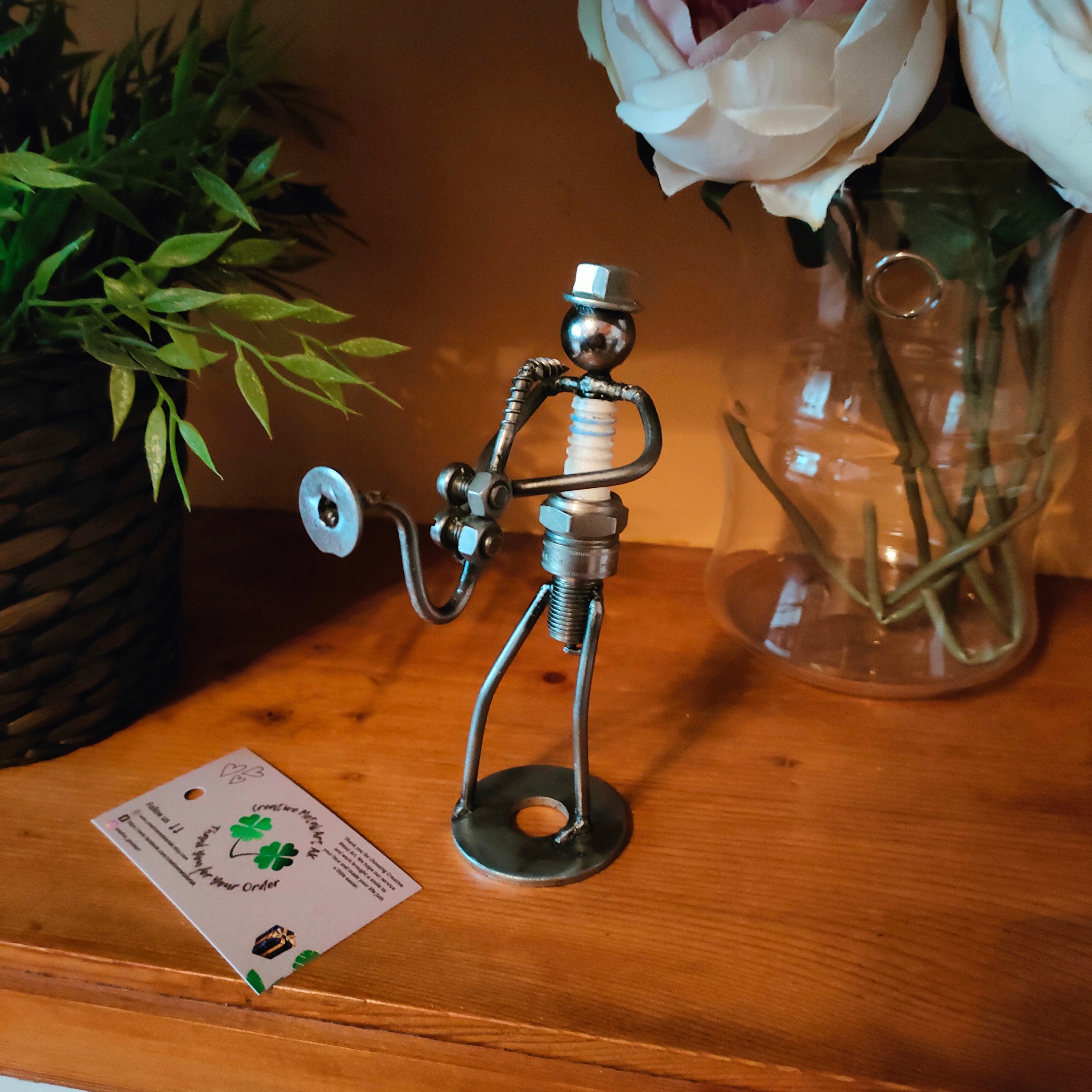 Saxophone Player Metal Sculpture Shelf Decor Welded Metal Music Art ...